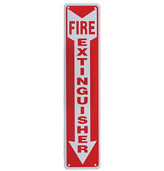 RP108 Rigid Plastic Fire Extinguisher Arrow Sign 4" x 12"