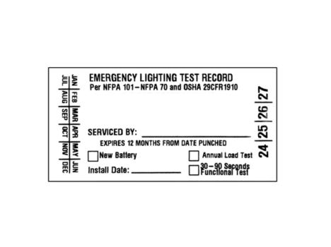 Emergency Light Test Record Labels | National Fire Supply