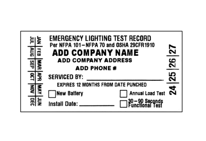 Custom Emergency Light Test Record Label (100 Pack)